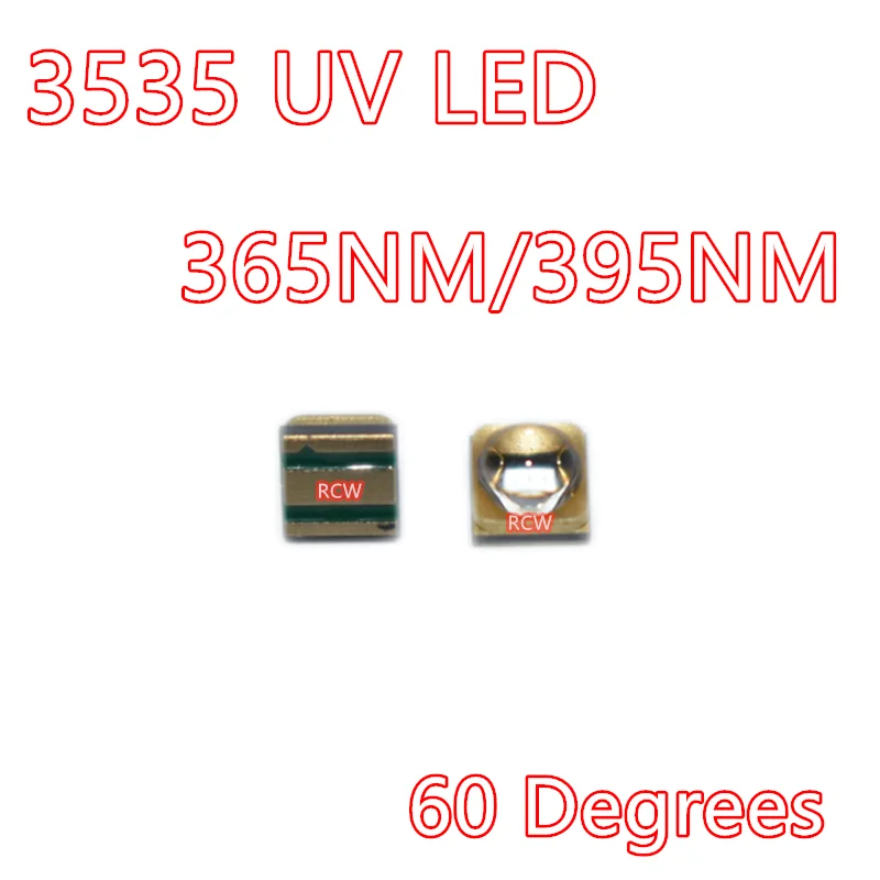 5pcs 3535 3W High Power UV LED 365NM 395NM Ultraviolet For Printer Curing Quartz Glass Chip 60 ...