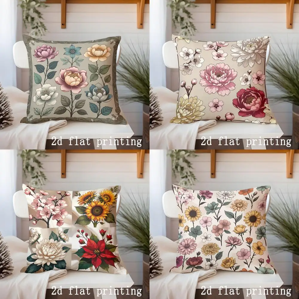 Vintage Floral Pattern Decorative Throw Pillow Cover Pattern Cushion ...