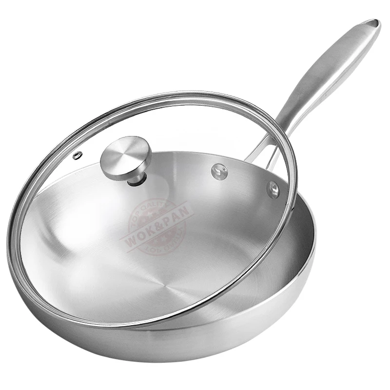 22-28cm-Inch-Tri-ply-18-8-Stainless-Steel-Chef-s-Pan-Frying-Pan-with ...