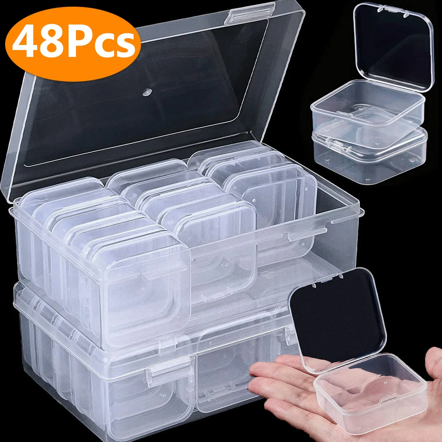 Clear-Small-Plastic-Containers-Transparent-Storage-Organizer-Box-with ...