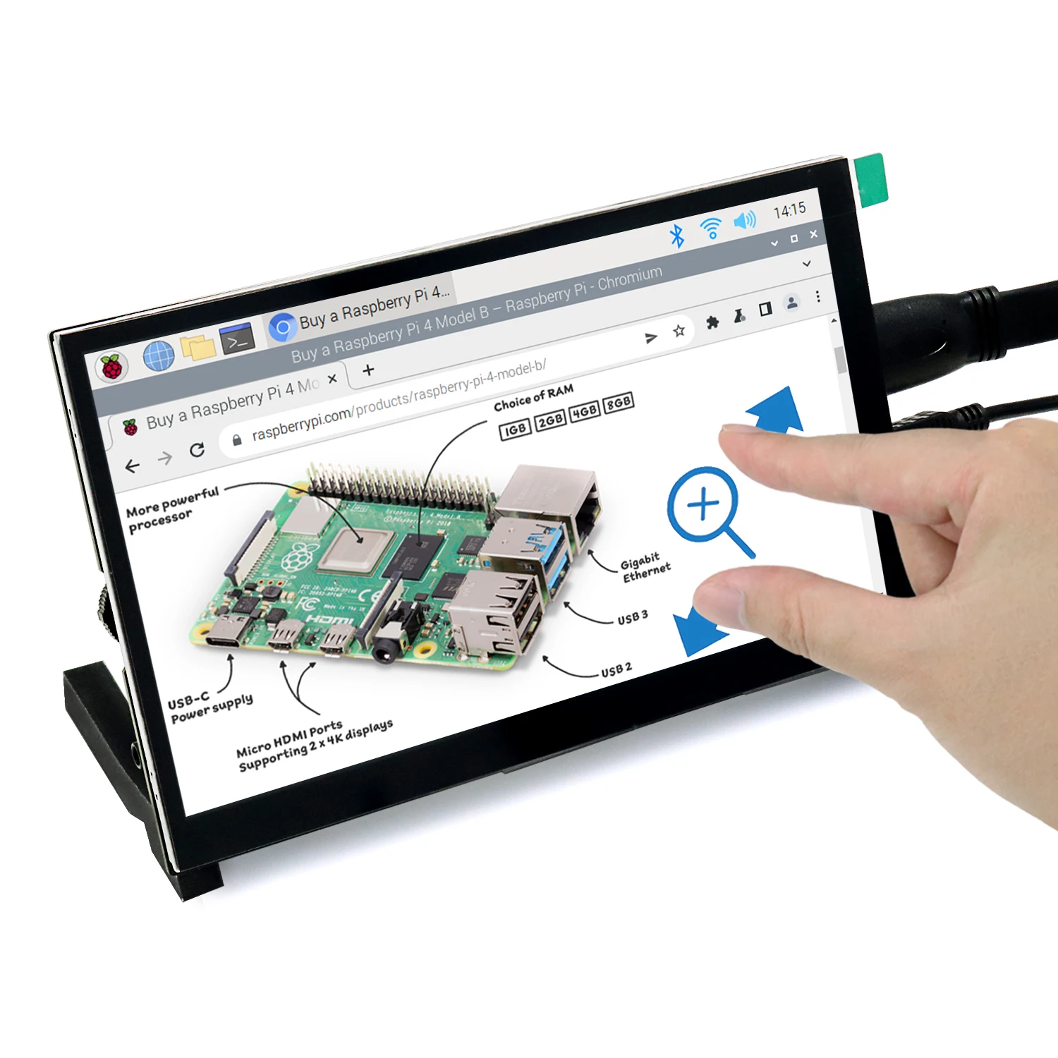 Freenove Hdmi 터치스크린 모니터 라즈베리 파이 젯슨 나노 Pc 쉘 없음 1024x600 픽셀 Ips 디스플레이 5 포인트 터치 7 인치