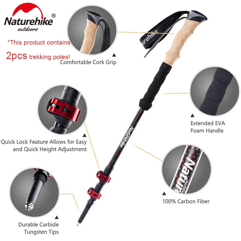 Naturehike-New-Trekking-Poles-Carbon-Fiber-Collapsible-Telescopic ...