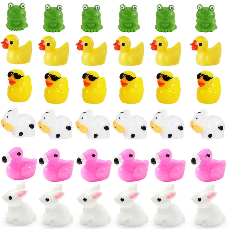 50pc Mini Resin Ducks Mini Frogs, Cow ,Mini Resin Flamingo Ducks ,Mini ...