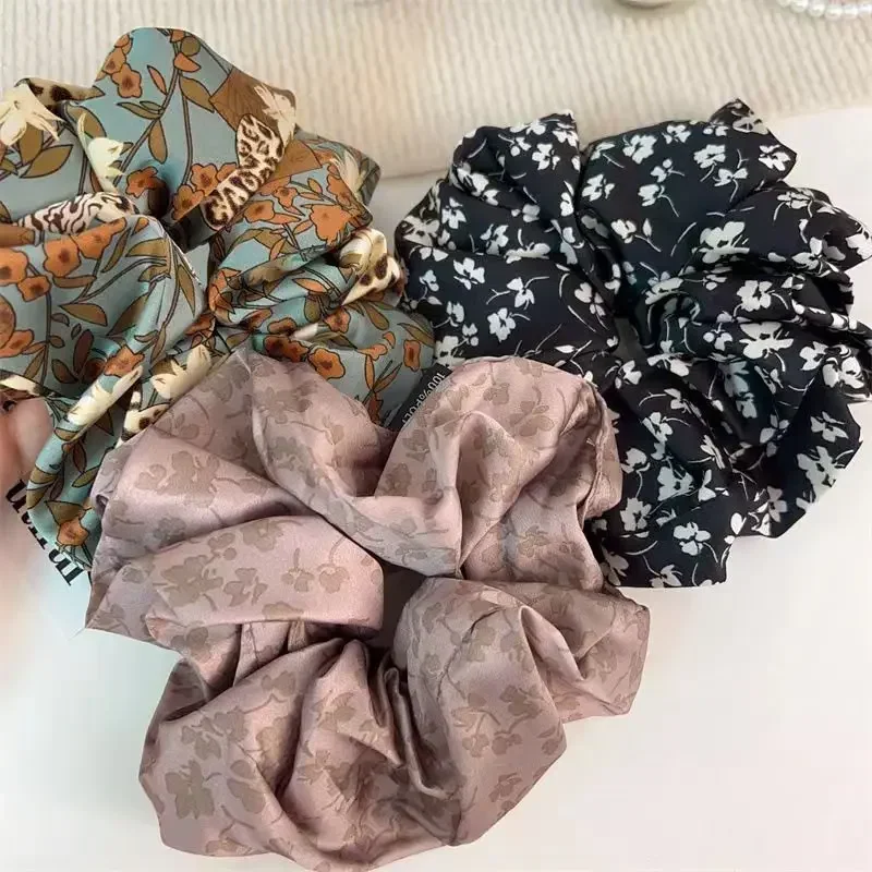 Fashion Style Scrunchies Silk Satin Vintage Floral Hairtie for Pony ...