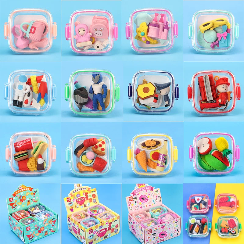 Eraser Set Creative Detachable Food Snack Lunch Box Eraser Set Play ...