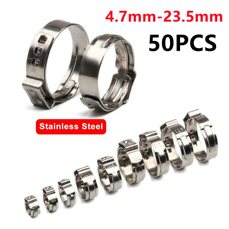 50PCS-Single-Ear-Hose-Clamps-4-7-23-5mm-Multiple-specifications-High ...
