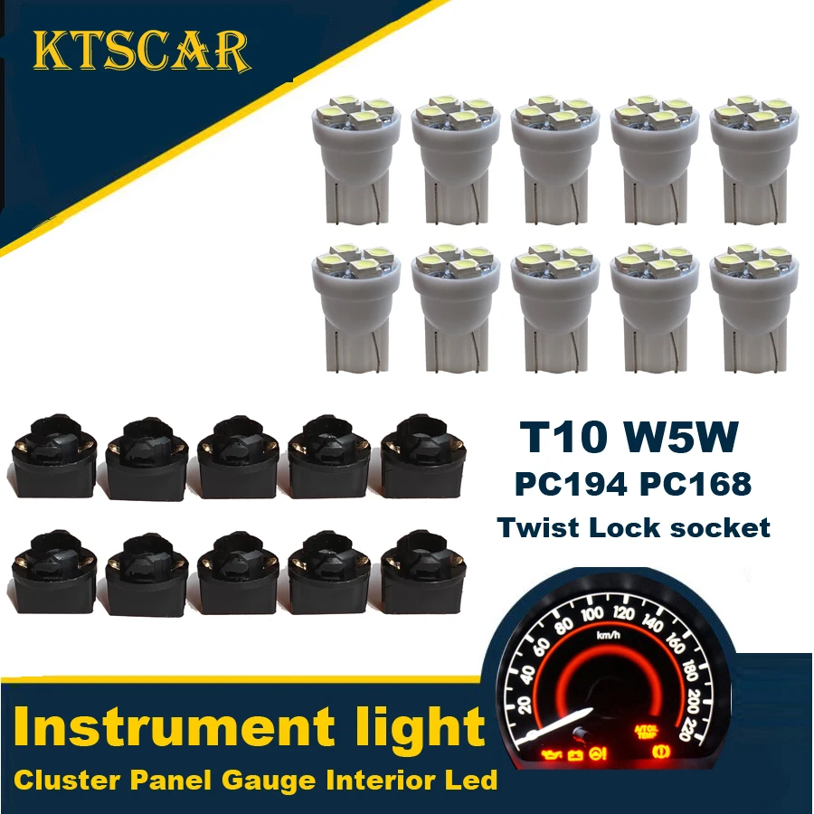 10pcs T10 W5W 158 194 PC194 PC168 PC195 LED bulb with Twist Lock Socket ...