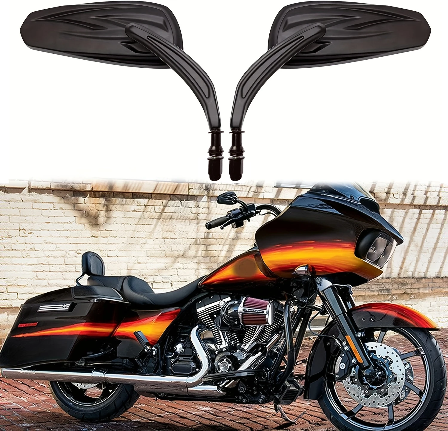 Black-Motorcycle-Side-Mirror-Teardrop-for-Road-King-Street-Electra ...