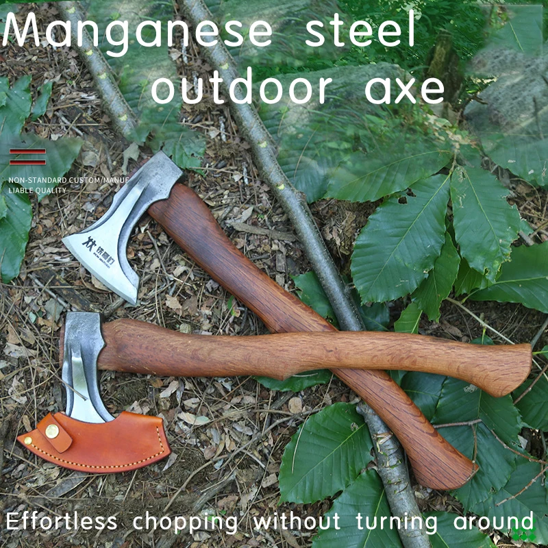 Outdoor-campsite-logging-chopping-wood-wooden-handle-mountain-axe ...