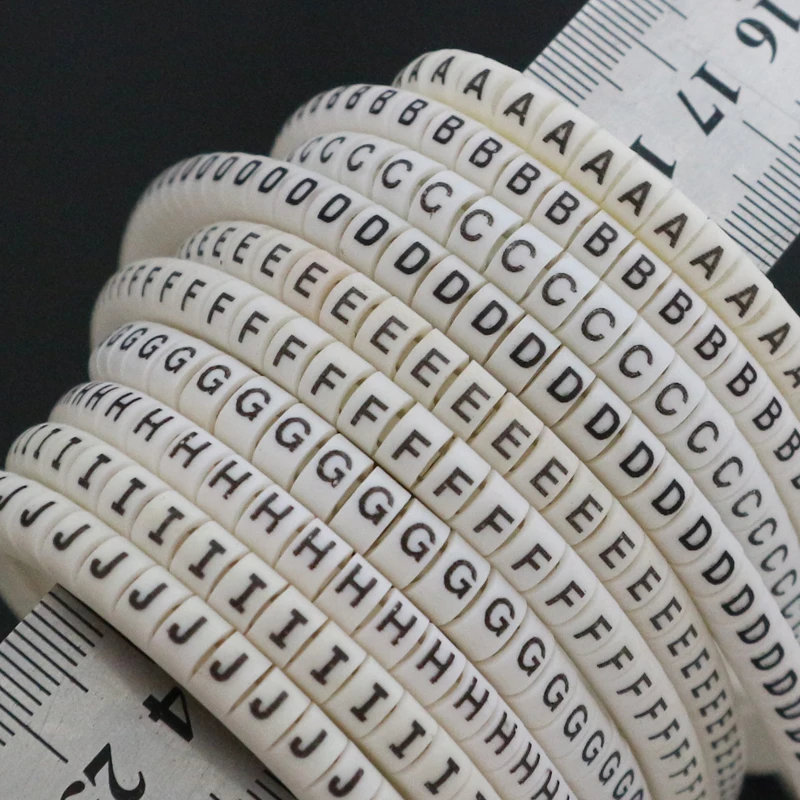 500PCS/Lot White ABCDEFGHIJ 12 Letter Circle Cable Marker EC-0 EC-1 EC ...