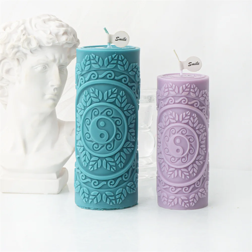 Taiji-Yin-Yang-Pillar-Silicone-Candle-Mold-Sun-And-Moon-Relief-Pattern ...