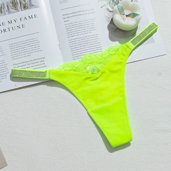 New Women's Panties Victoria Rhinestone Lingerie Velvet Lace Female ...