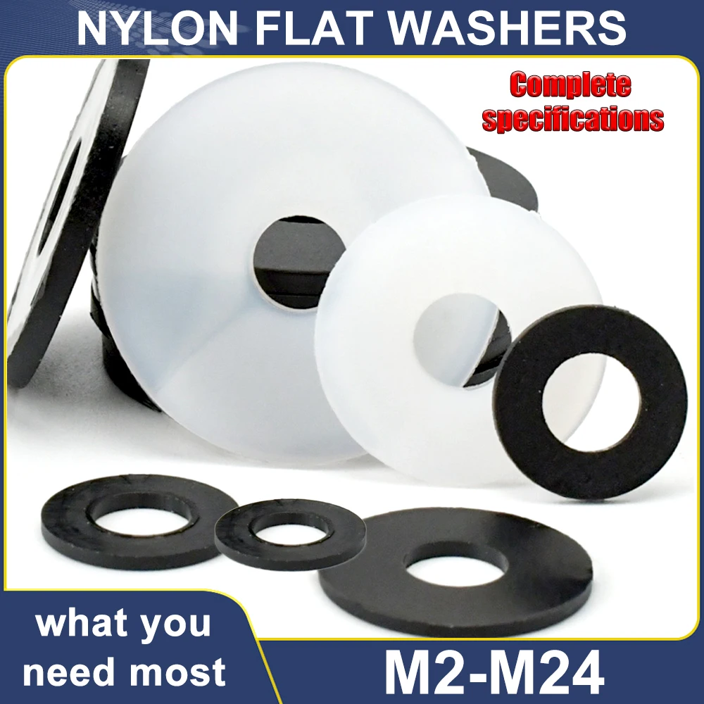 White Black Plastic Nylon Flat Washer M2 M2.5 M3 M4 M5 M6 M8 M10 M12 ...