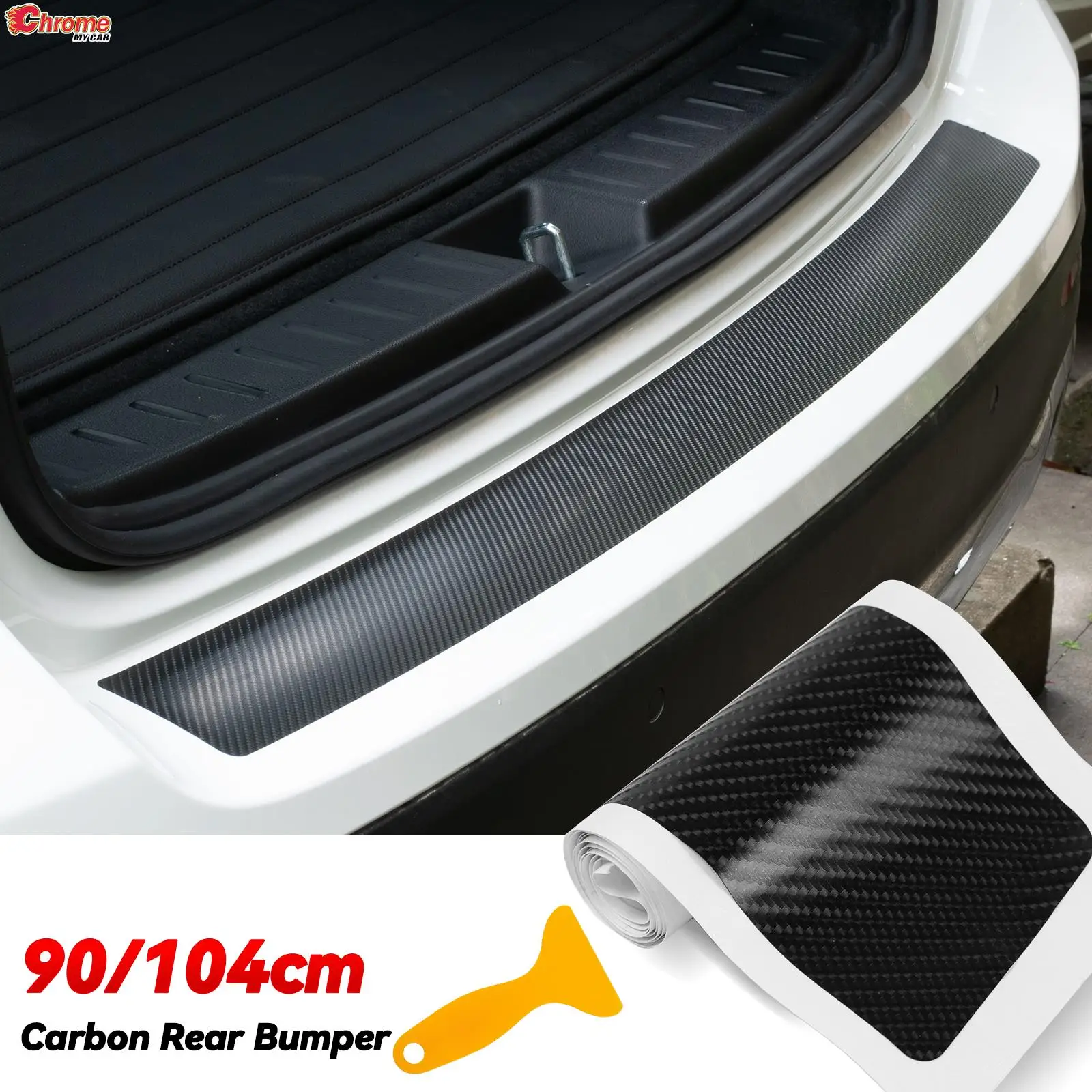 90-104cm-4D-Carbon-Fiber-Car-Rear-Trunk-Boot-Edge-Bumper-Sticker-Guard ...