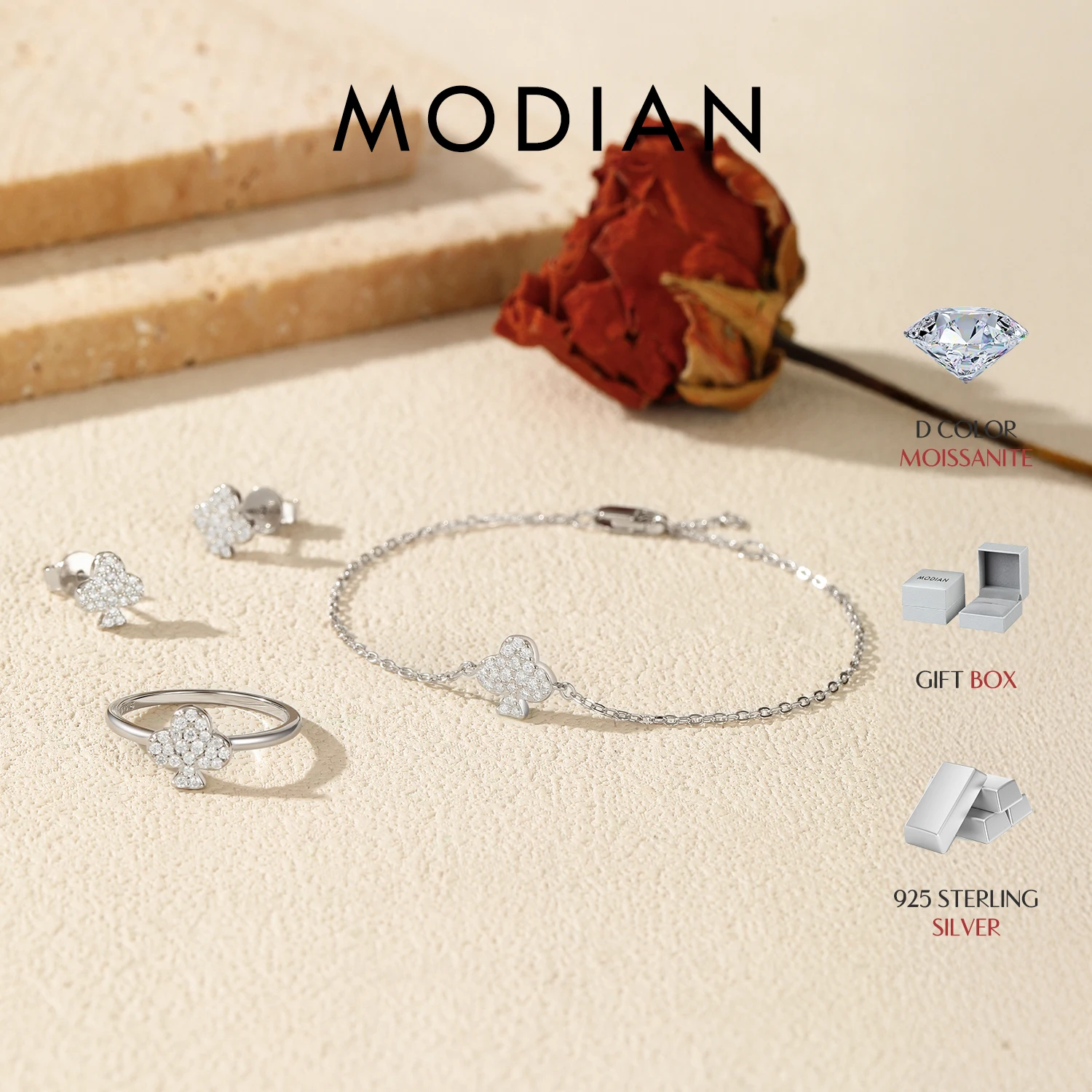 MODIAN Moissanite Ear Studs 925 Sterling Silver Original Design Clubs ...