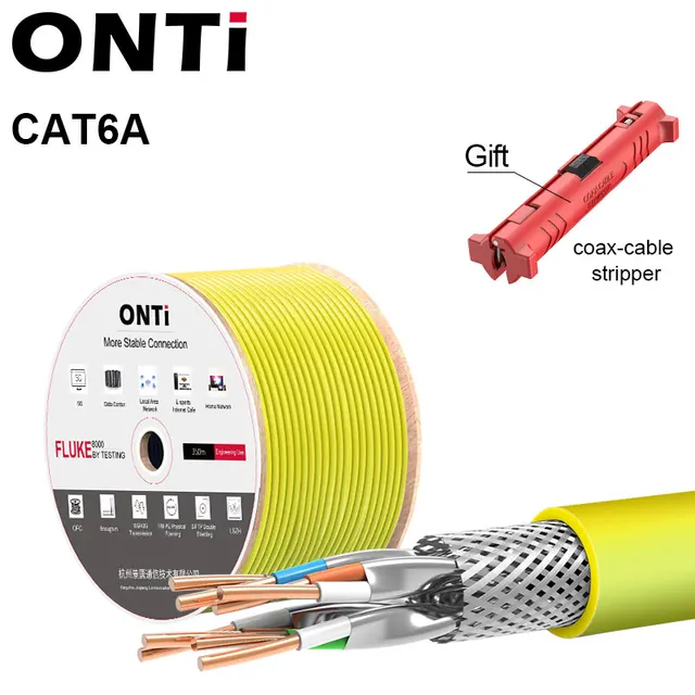 ONTi CAT6A Kabel Jaringan S/FTP 23AWG 4PR LSZH 10Gbps 500MHz Tembaga Bebas Oksigen Berpelindung ...