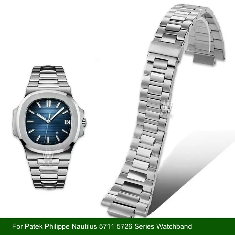 Stainless Steel Watch Strap Bracelet Metal With Folding Clasp For Patek ...