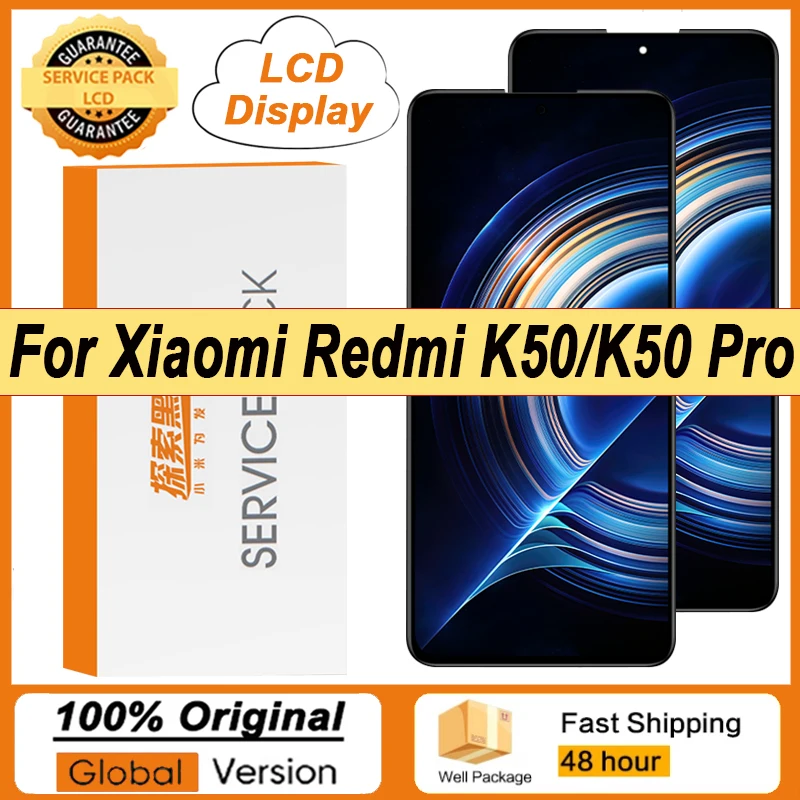 Redmi K50 Pro LCD 터치 스크린 디지타이저 어셈블리 수리 부품 용 Xiaomi Redmi K50 디스플레이 용 100% 오리지널 6.67 "OLED 스크린 ...