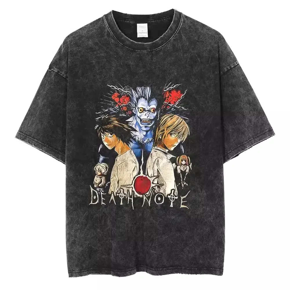 Death-Note-Washed-Black-Cotton-T-shirt-Misa-Lawliet-Summer-Cotton-High ...