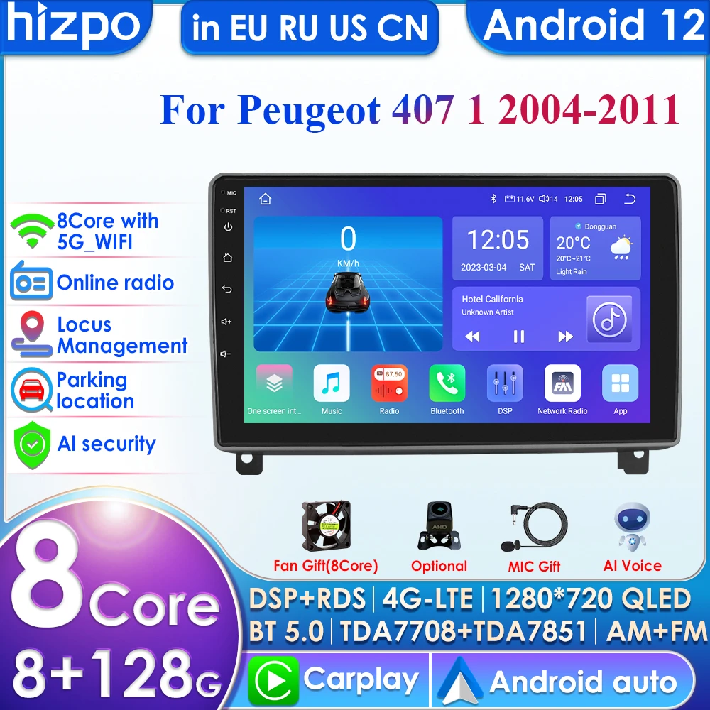 4g 2din Android Car Radio Multimedia Video Player For Peugeot 407 2004 ...