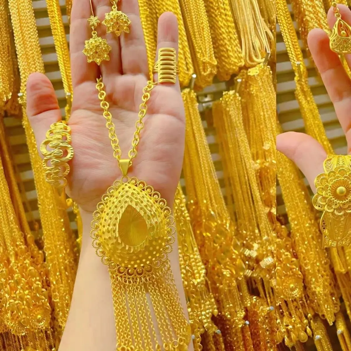 24k-Gold-Plated-Dubai-Jewelry-Set-Necklace-Earrings-Rings-Bracelets ...