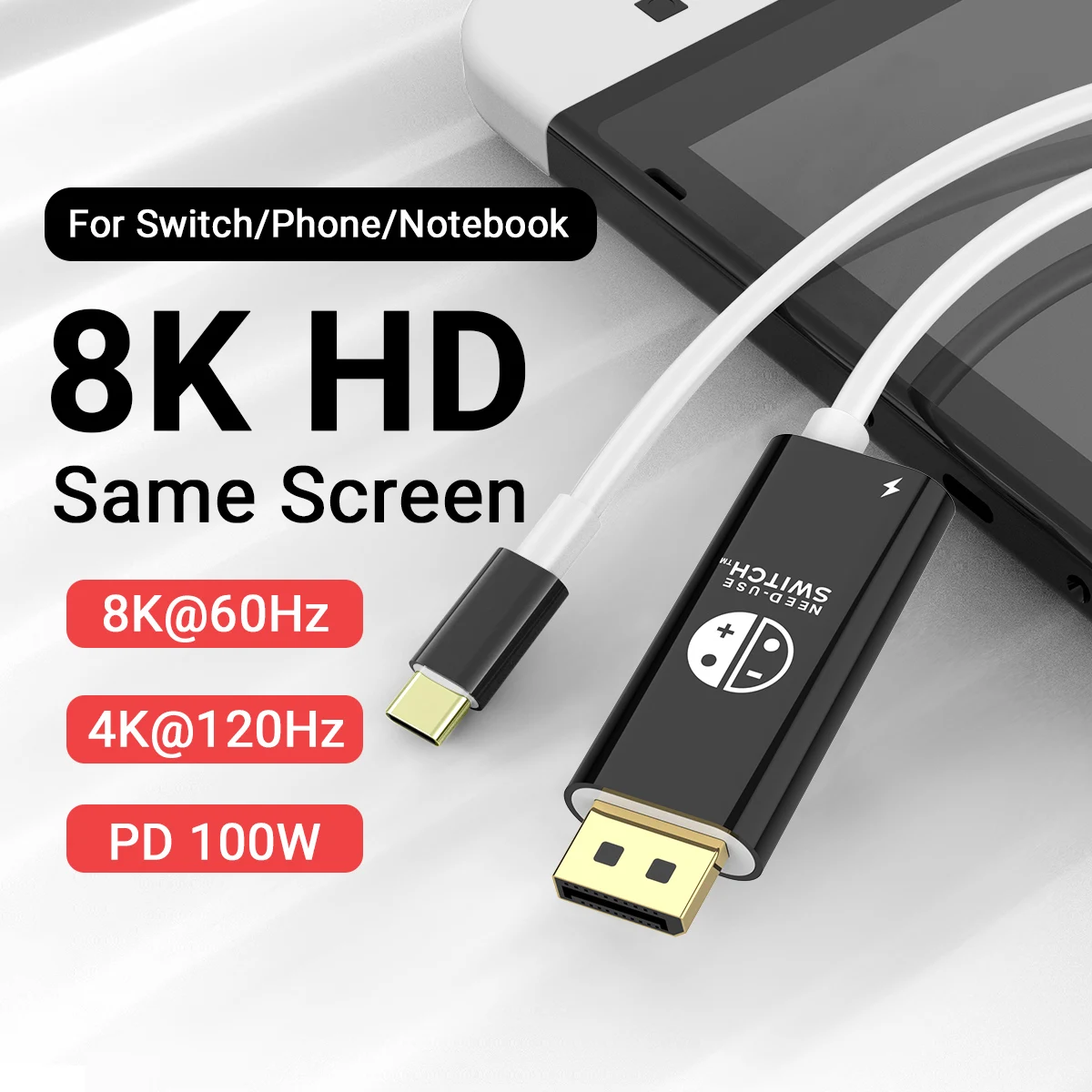 8K60Hz-4K120Hz-USBC-To-DP-PD-100W-Charging-Cable-2M-78-74In-Plug-Play ...