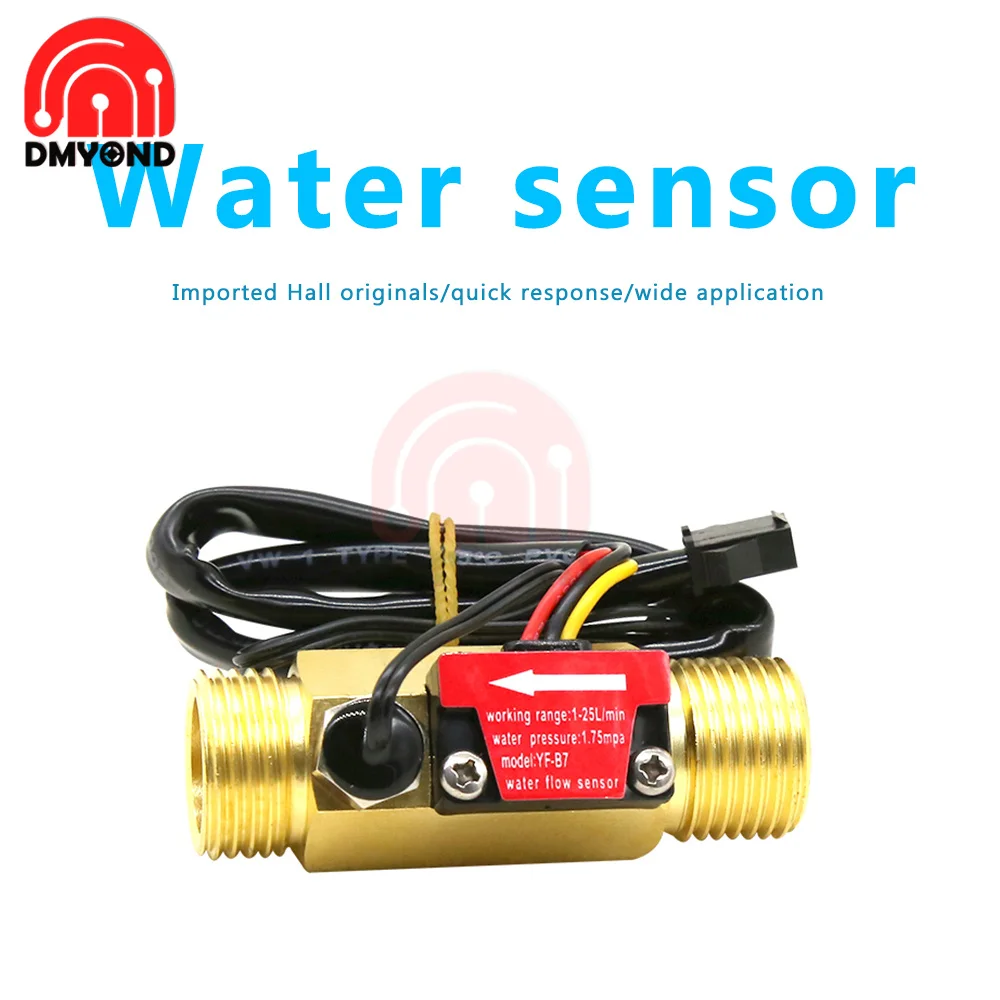 YF-B7 Hall Flowmeter Water Flow Sensor With Temperature Detection Metal ...