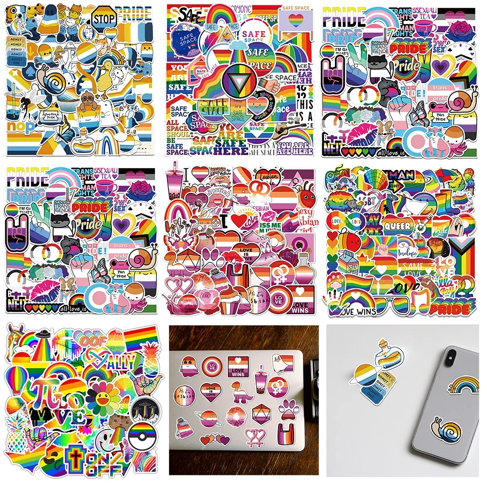 50pcs Gay Pride Stickers Rainbow Sticker for LGBTQ Lesbian Sticker ...