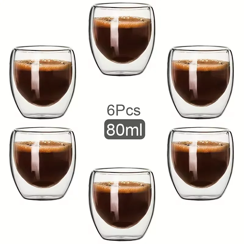 Double Wall Glass Cup Heat Insulation Transparent Handmade Tea Drink ...