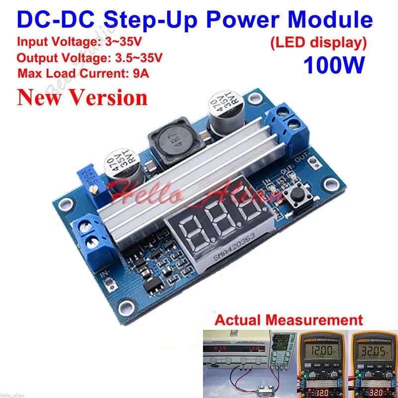100W LED Display DC-DC Boost Step up Voltage Converter 9A DC 3V-35V To ...
