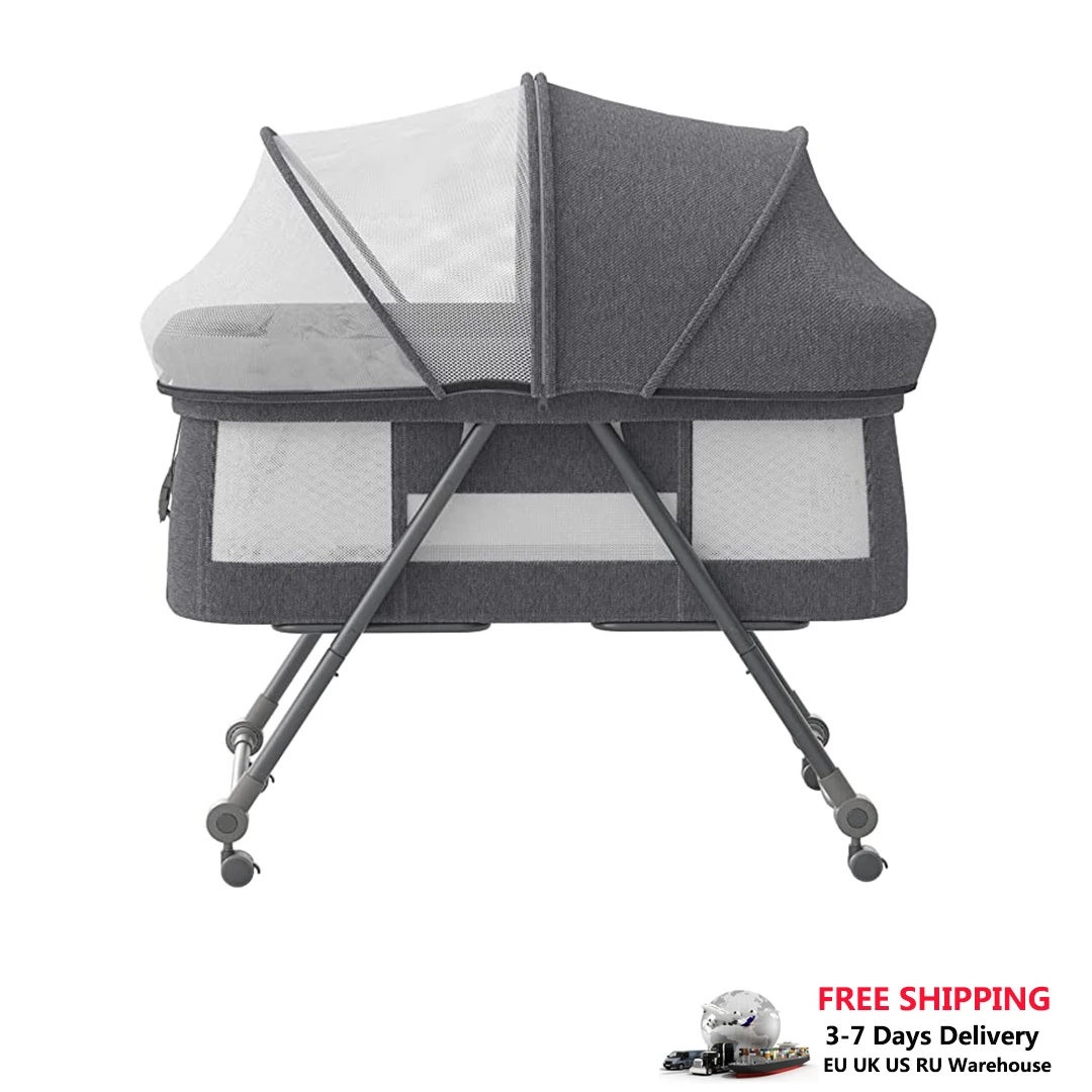 UBRAVOO-Baby-Grab-and-go-Travel-Cot-with-Mattress-Silent-Wheels-Rocking ...