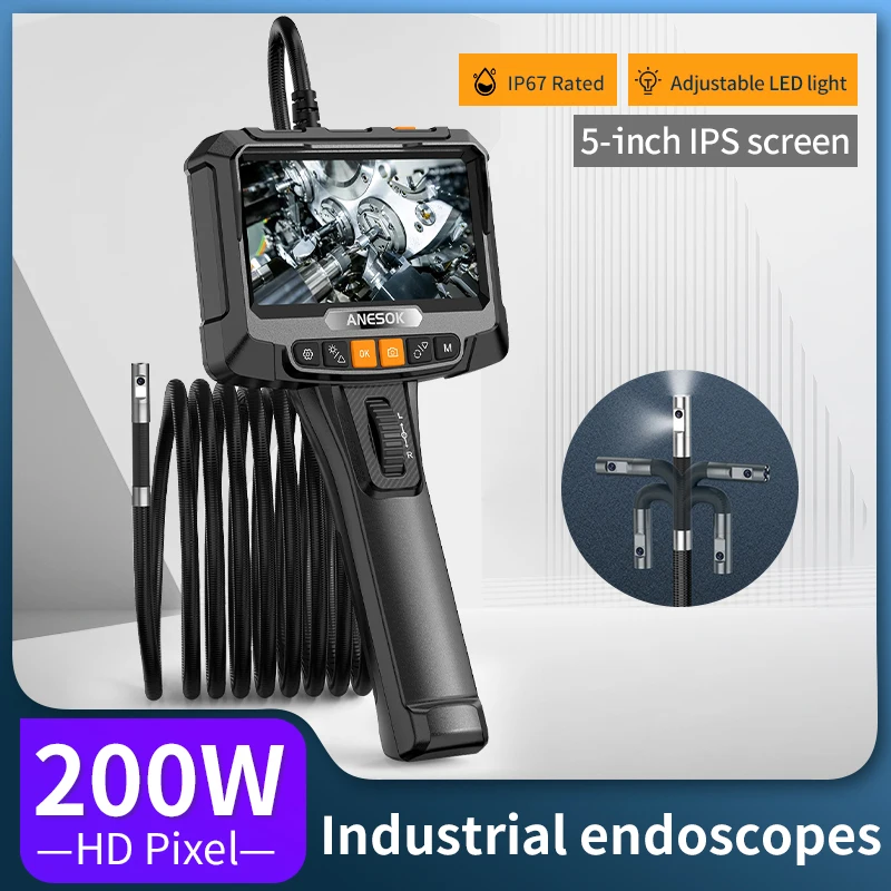 Industrial Pipe Endoscope Camera/Rotatable 360 Degrees Dual Lens 1080P ...