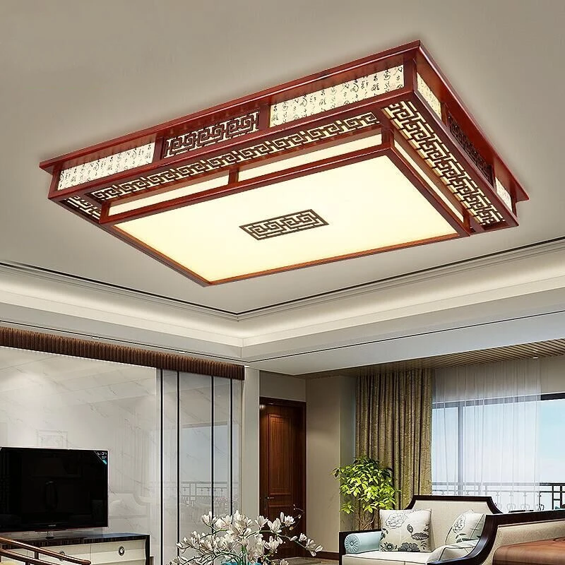 Chinese-Style-Wooden-Ceiling-Lights-for-Modern-Living-Room-Rectangle ...