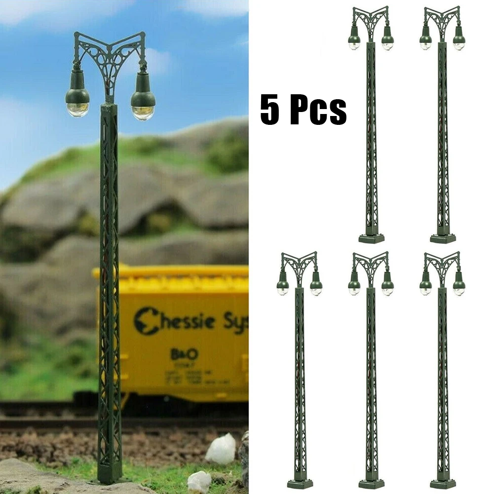 5X HO Scale 1:87 Model Railway LED Street Light Lattice Mast Light Warm ...