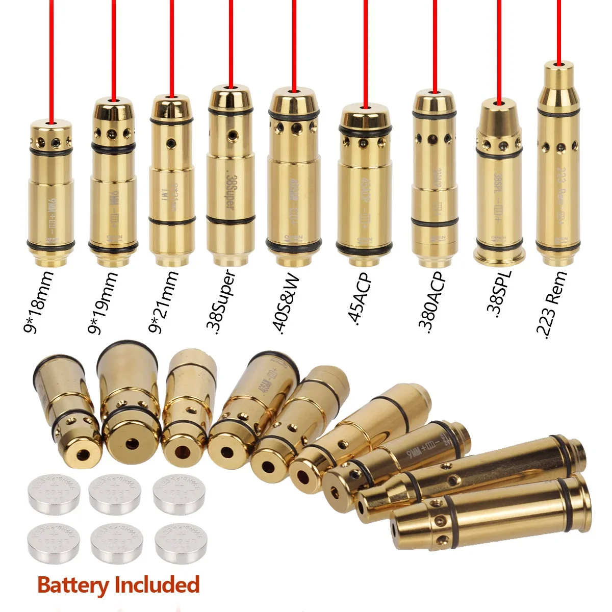 Tactical Training Laser Bullet, Bore Sight, 9x19mm,. 45ACP,. 38, Super ...