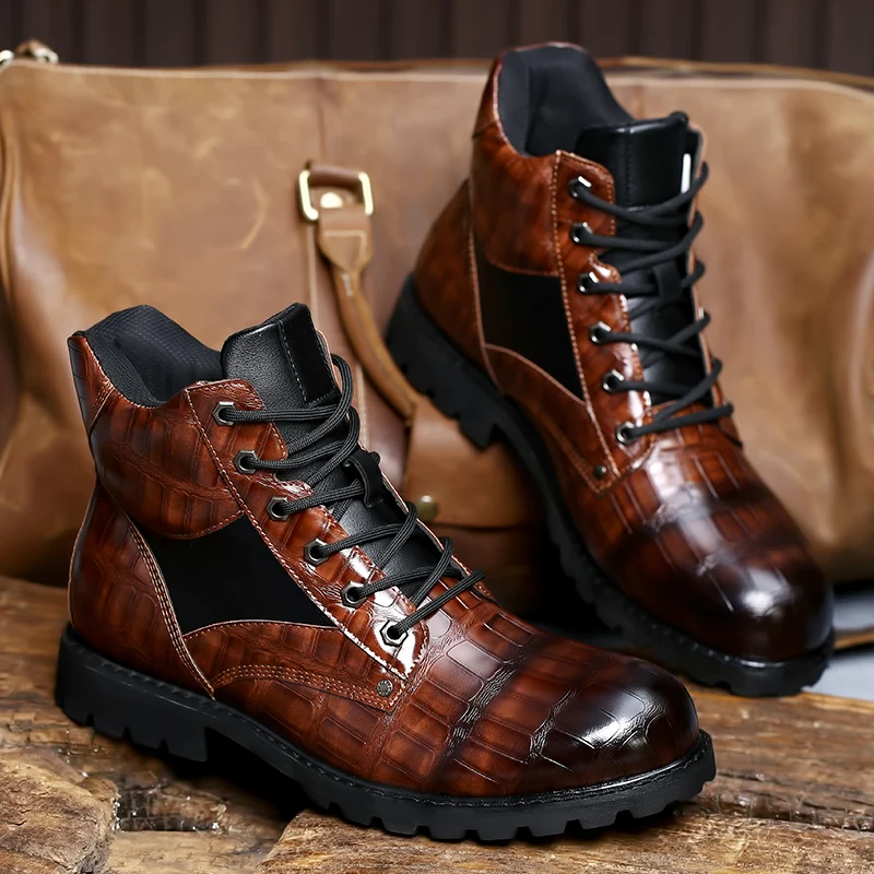 Luxury Men Causal Boots Men's Premium High-end Leather Dress Boots Hand ...