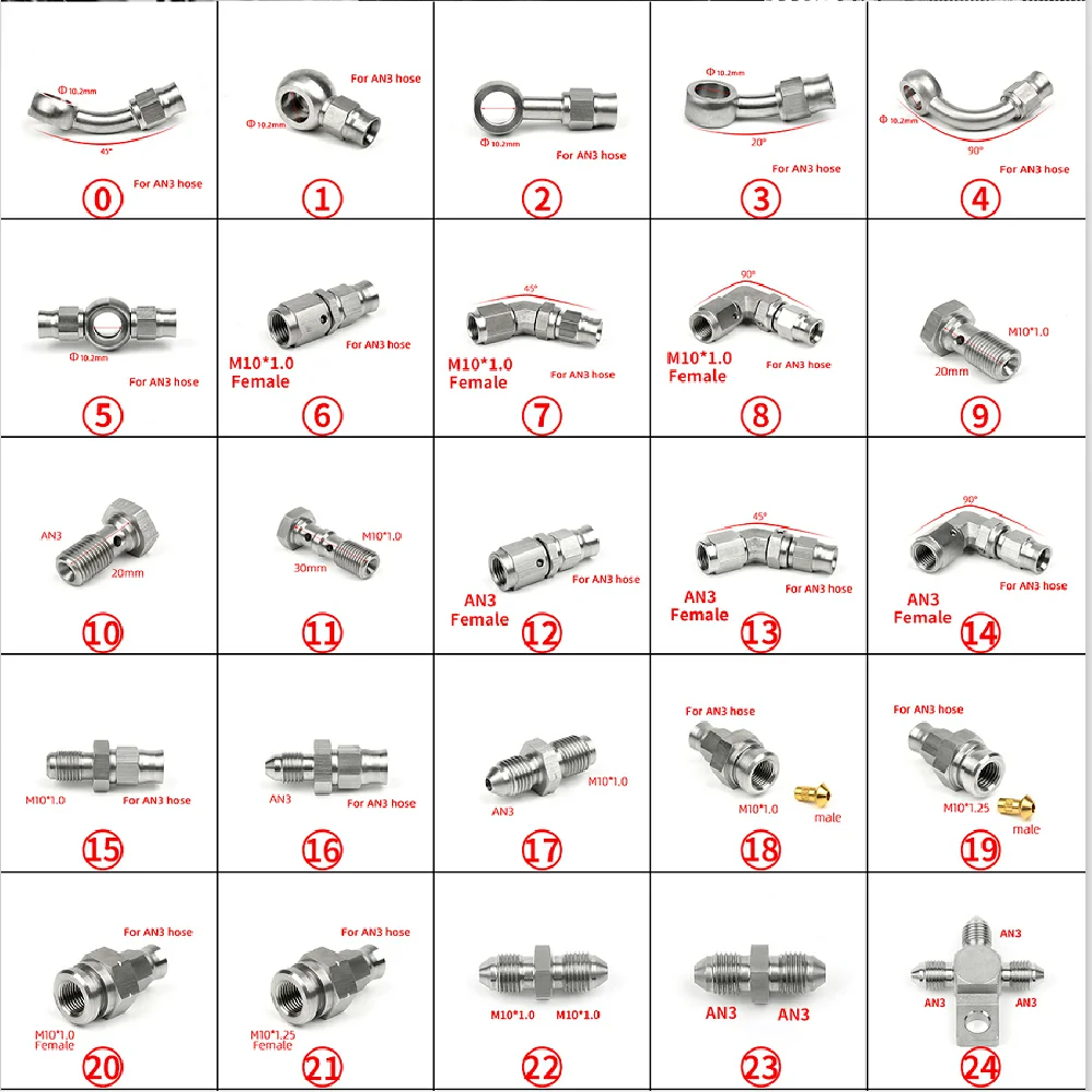 1PC AN3 AN4 Car modified Motorcycle Motor Bike Hydraulic Brake Oil Hose ...