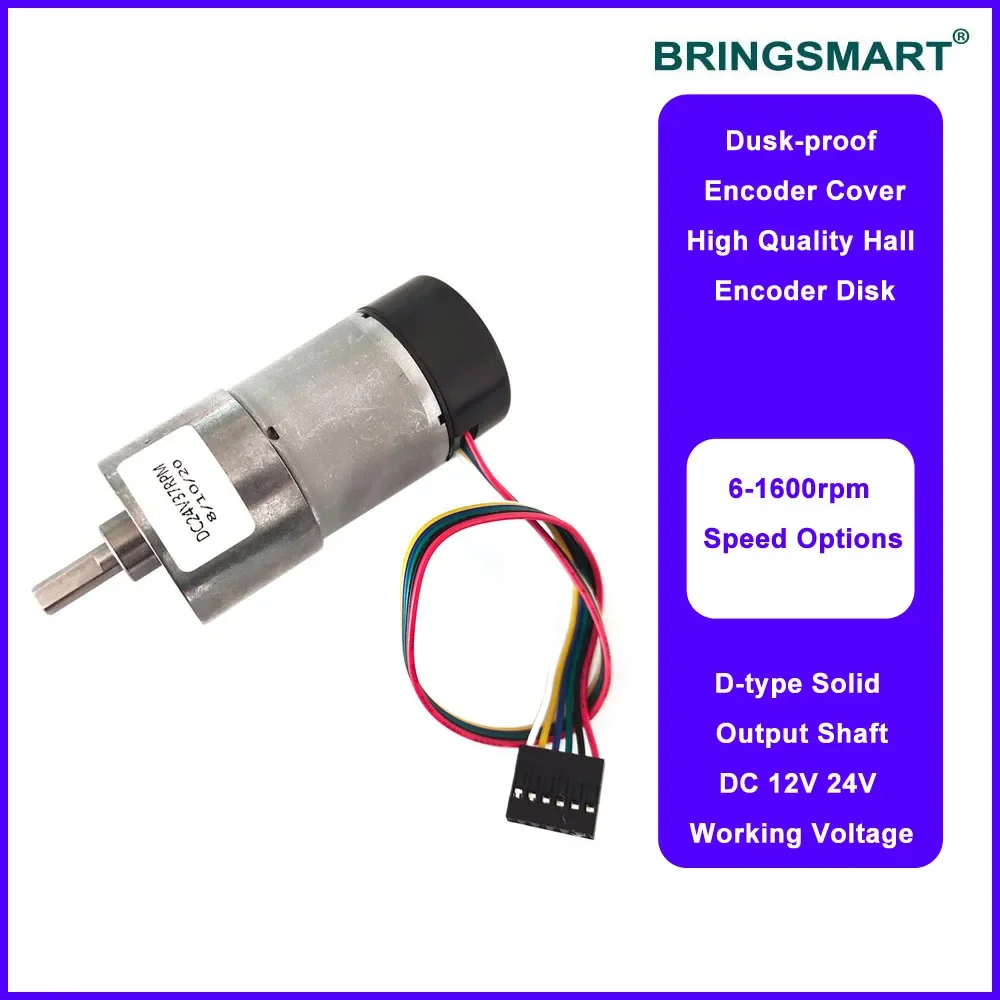 Bringsmart-JGB37-3530GB-DC-Gearmotor-with-Encoding-Board-24V-High-Torque-12-1600rpm-Mini-Coding ...