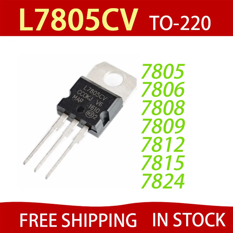 10pcs IC 7805 7806 7808 7809 7812 7815 Regulador de tensão L7805 Positivo linear Fixo 1 Saída 5V ...