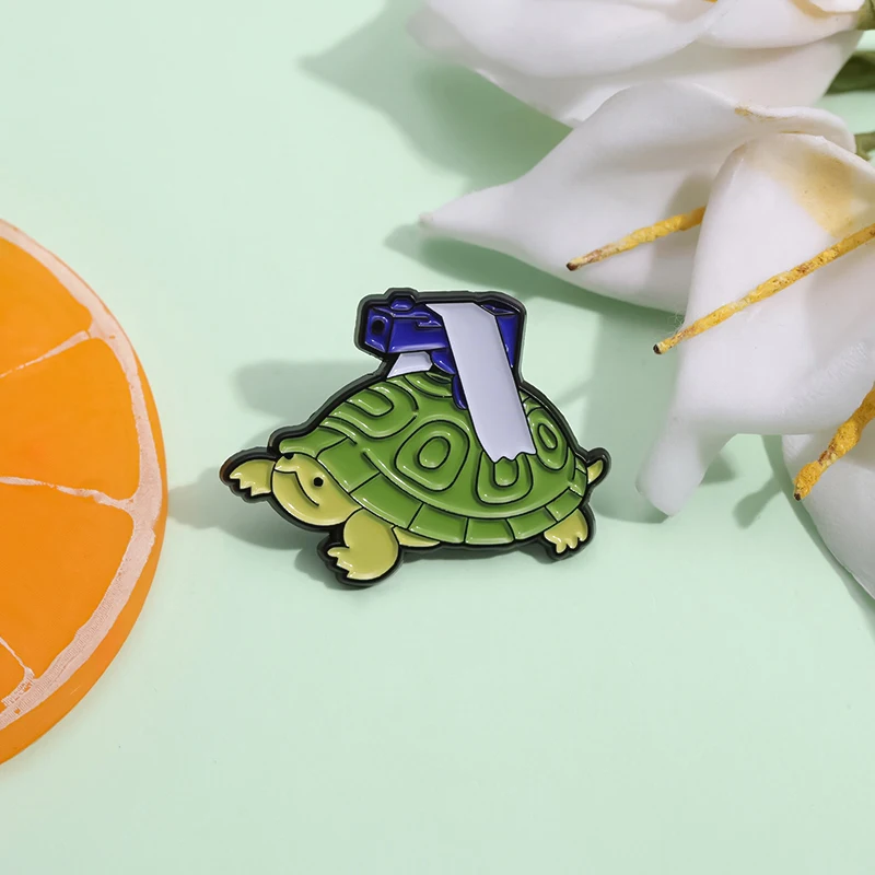 Cartoon-Turtle-with-Gun-Enamel-Pins-Animal-Cute-Brooches-Lapel-Badge ...
