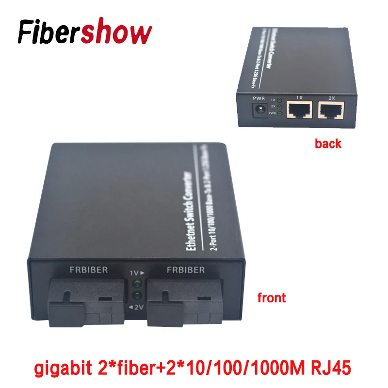 Gigabit Ethernet switch de fibra 2 RJ45 UTP 2 SC Fibra Óptica Conversor ...