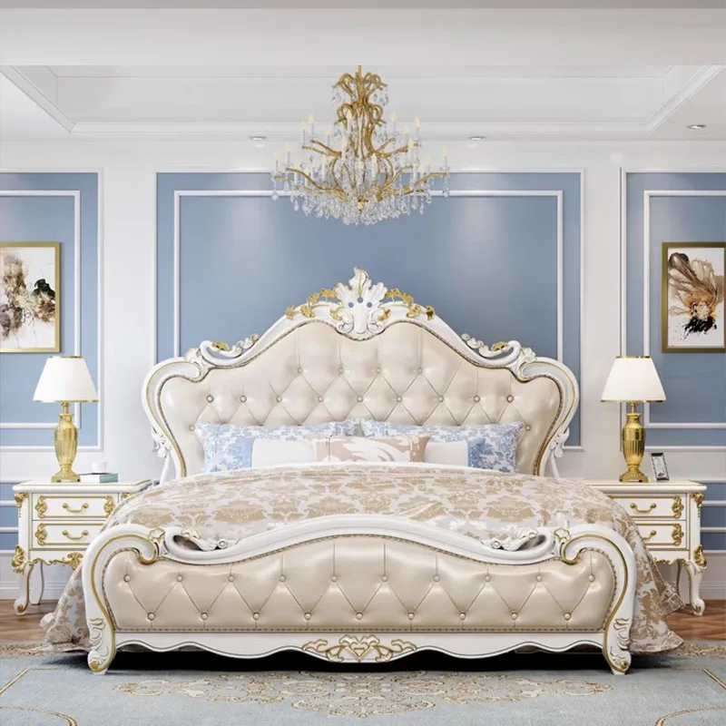 King-Size-Frame-European-Bed-Double-Bedroom-Wooden-Luxury-European ...