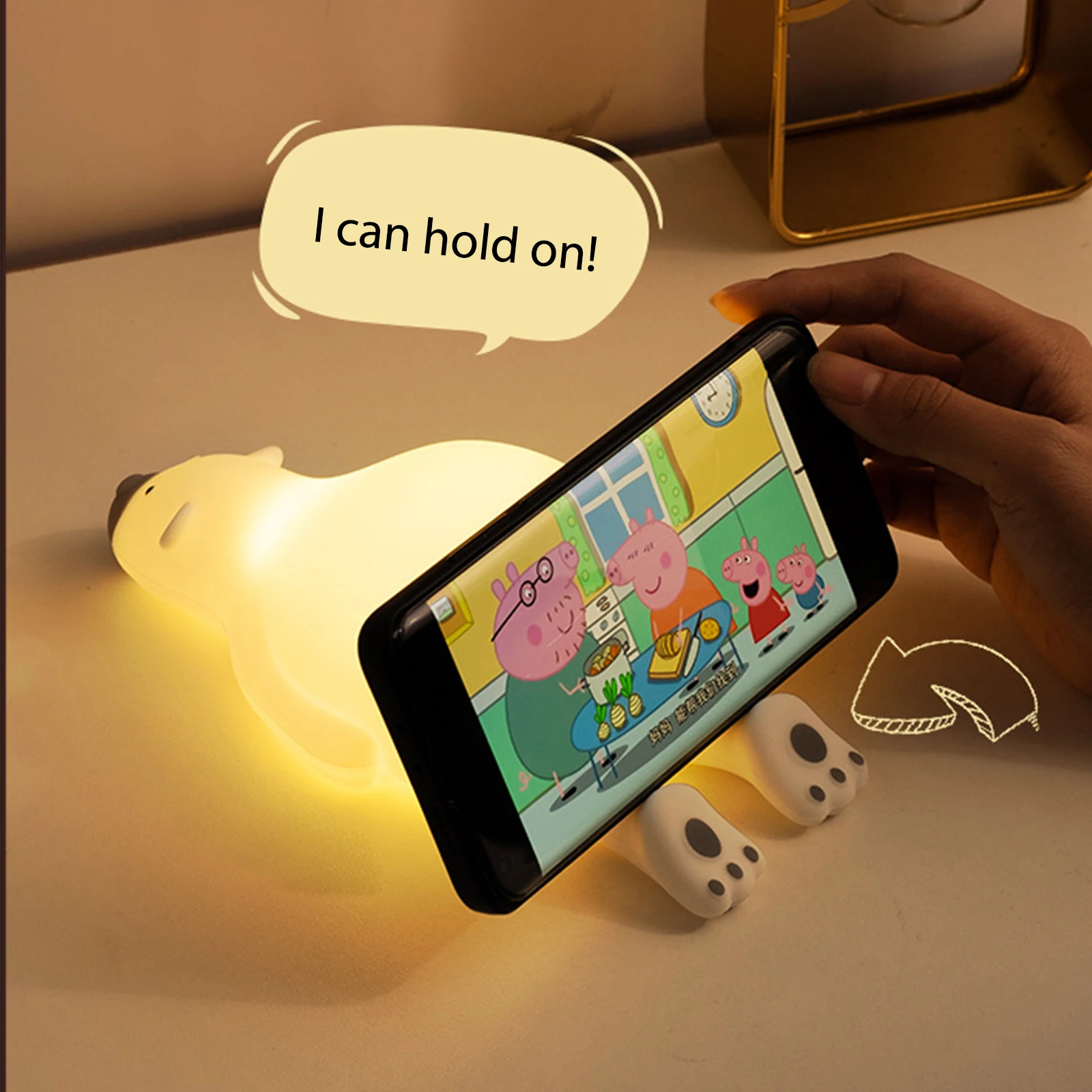Silicone Bedside Lamp 1200mAh USB Bear Pat Animals Lamps Waterproof ...