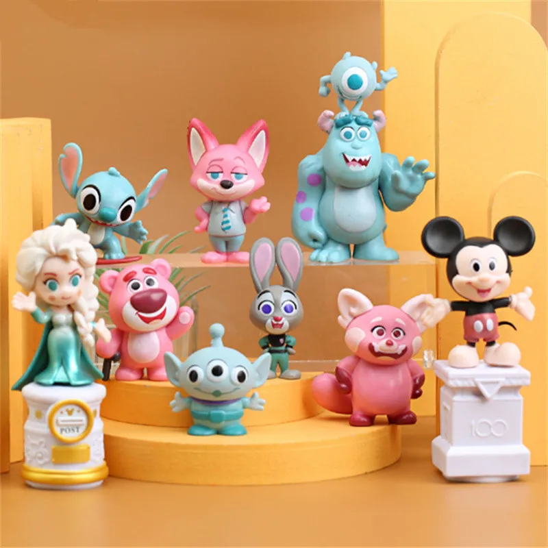 9Pcs-Set-Anime-Disney-Movie-100th-Anniversary-Elsa-Stitch-Lotso-Alien ...