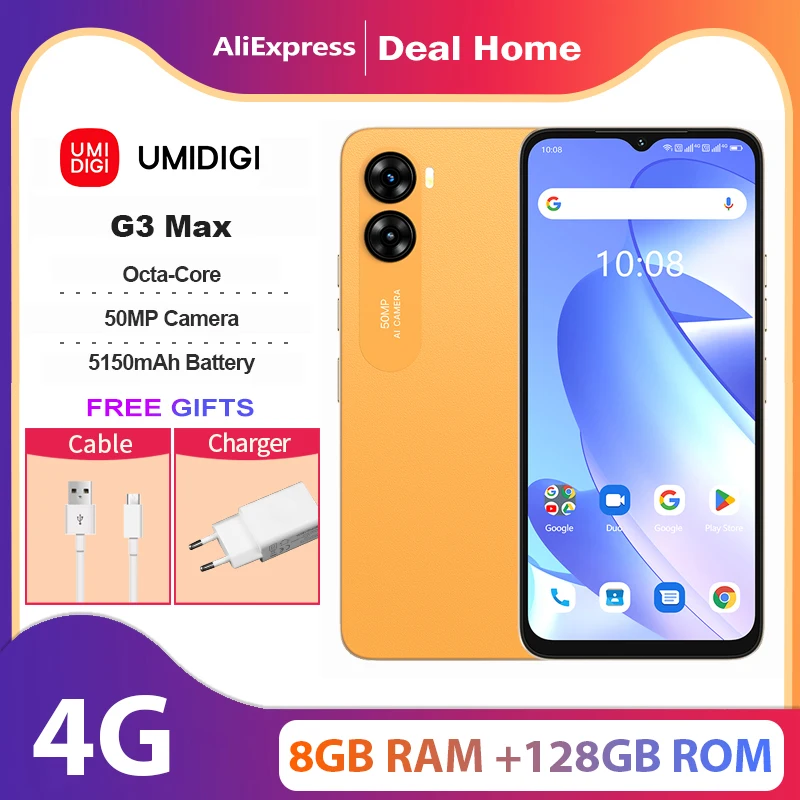 UMIDIGI G3 MAX 8GB+128GB Smartphone Android 13 50MP Camera 5150mAh Battery Dual SIM 4G 10W Quick ...