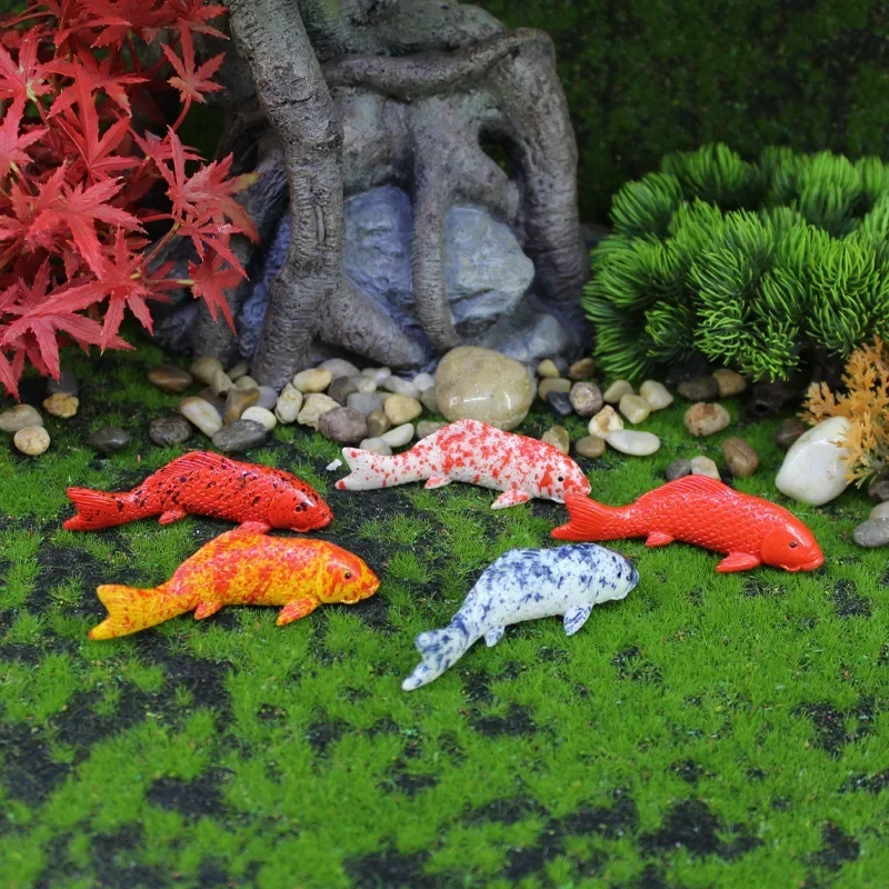 1pcs Beautiful Koi Fish Figurines Aquarium Decorations Vivid Colorful ...