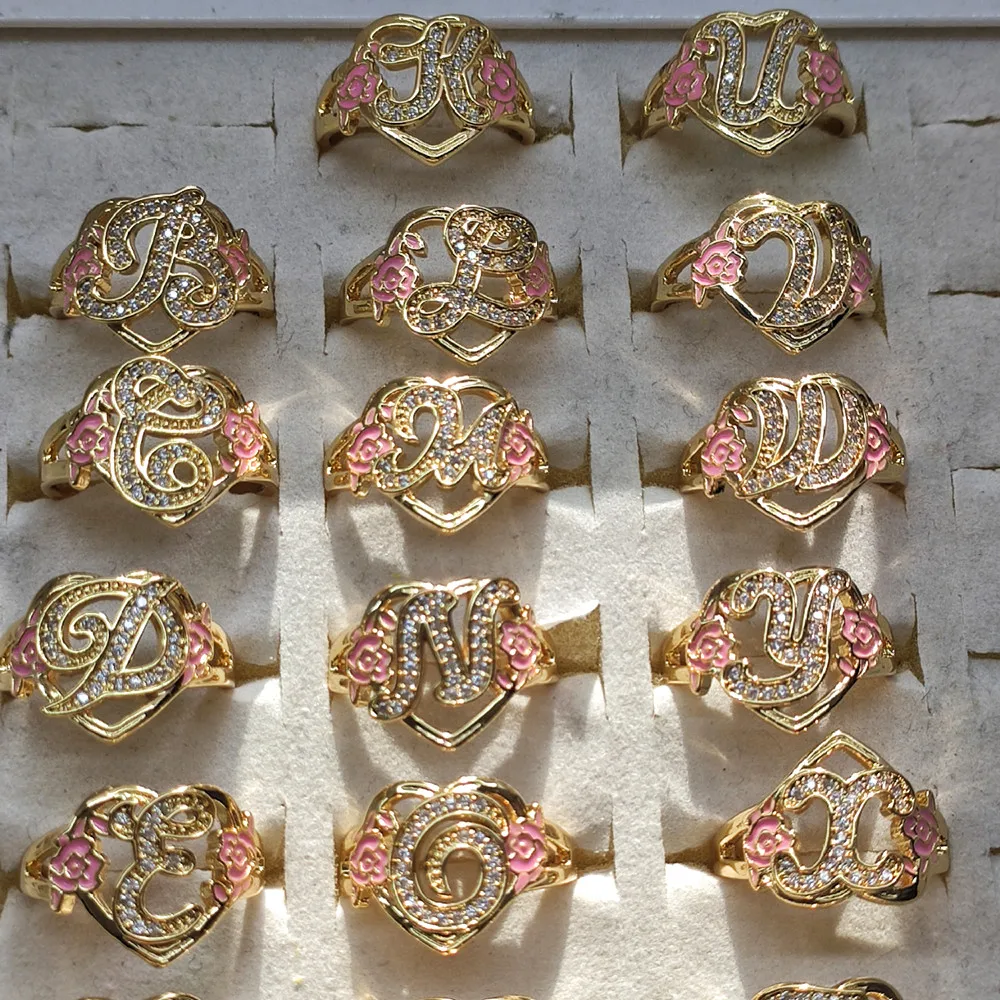 DUOYING-Custom-Initials-Heart-Adjustable-Ring-For-Women-Personalized ...