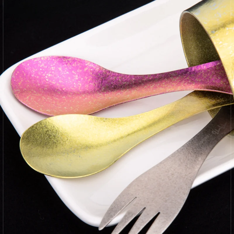 1pc Pure titanium fork spoon, ultra light, portable outdoor picnic ...