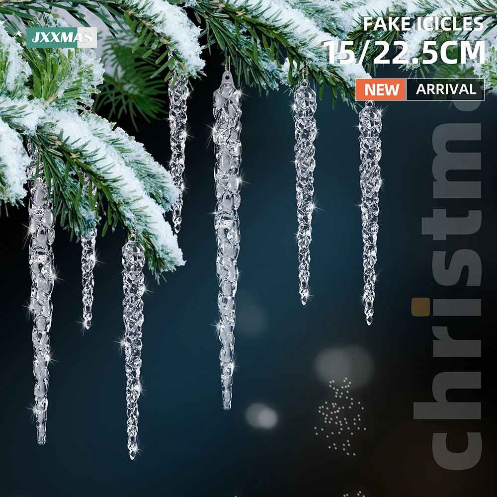 10pcs Christmas Decoration Acrylic Icicle Pendants Clear Simulation Ice ...