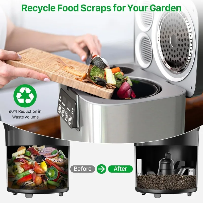 Odorless Kitchen Composter - Portable 3.8L Smart Composter